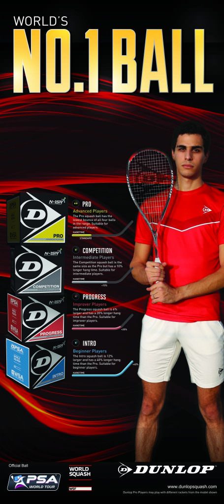 Dunlop Pro Squash Ball – Double Yellow Dot – SPORTS MATCH